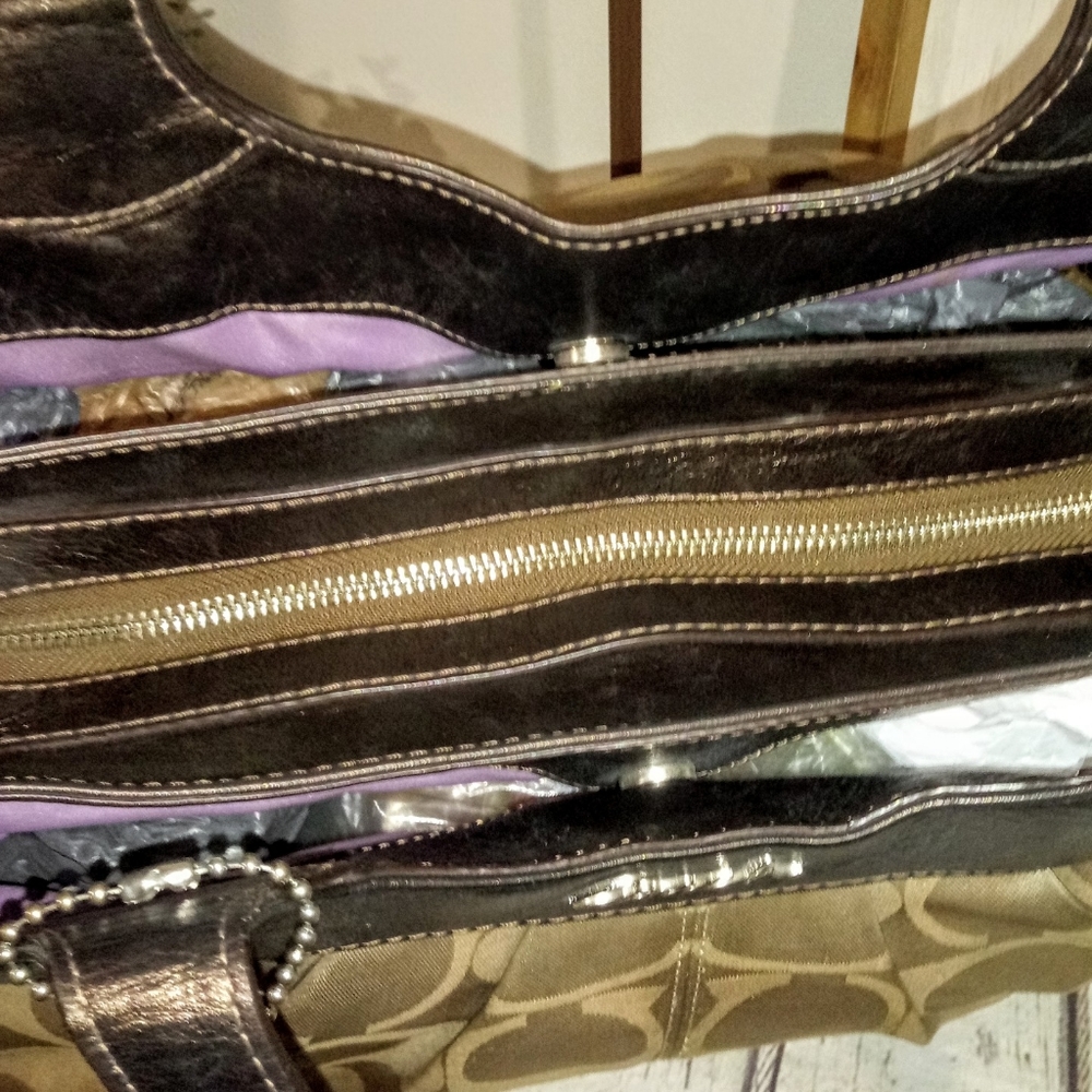 Coach Lexi Metallic Copper Sateen Signature Carryall … - Gem